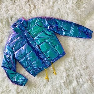 Jackets & Coats | Iridescent Petrol Puffer Jacket | Poshmark